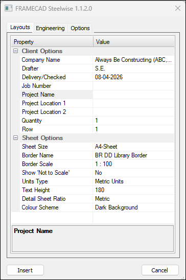 Starting a project in Steelwise