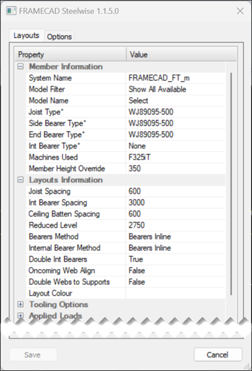 Checking truss, wall, and joist settings