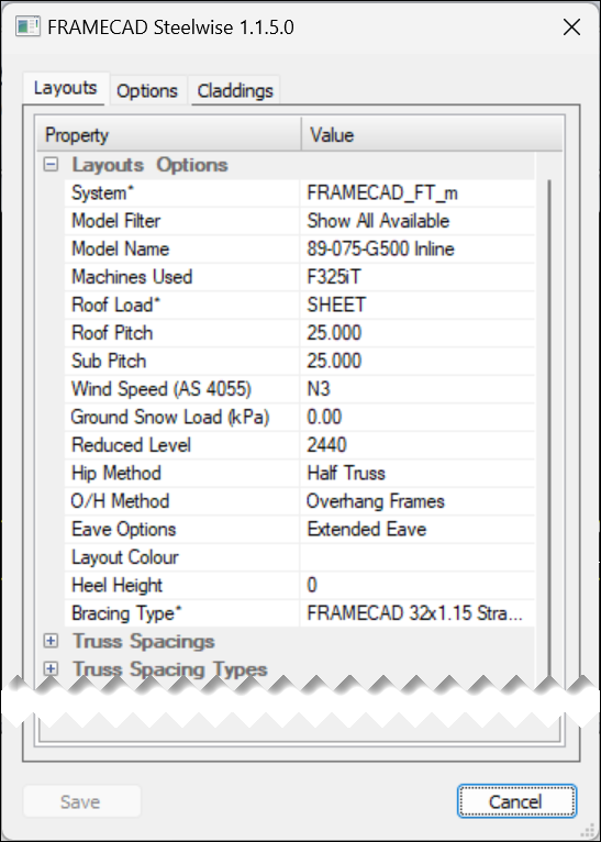 Checking truss, wall, and joist settings